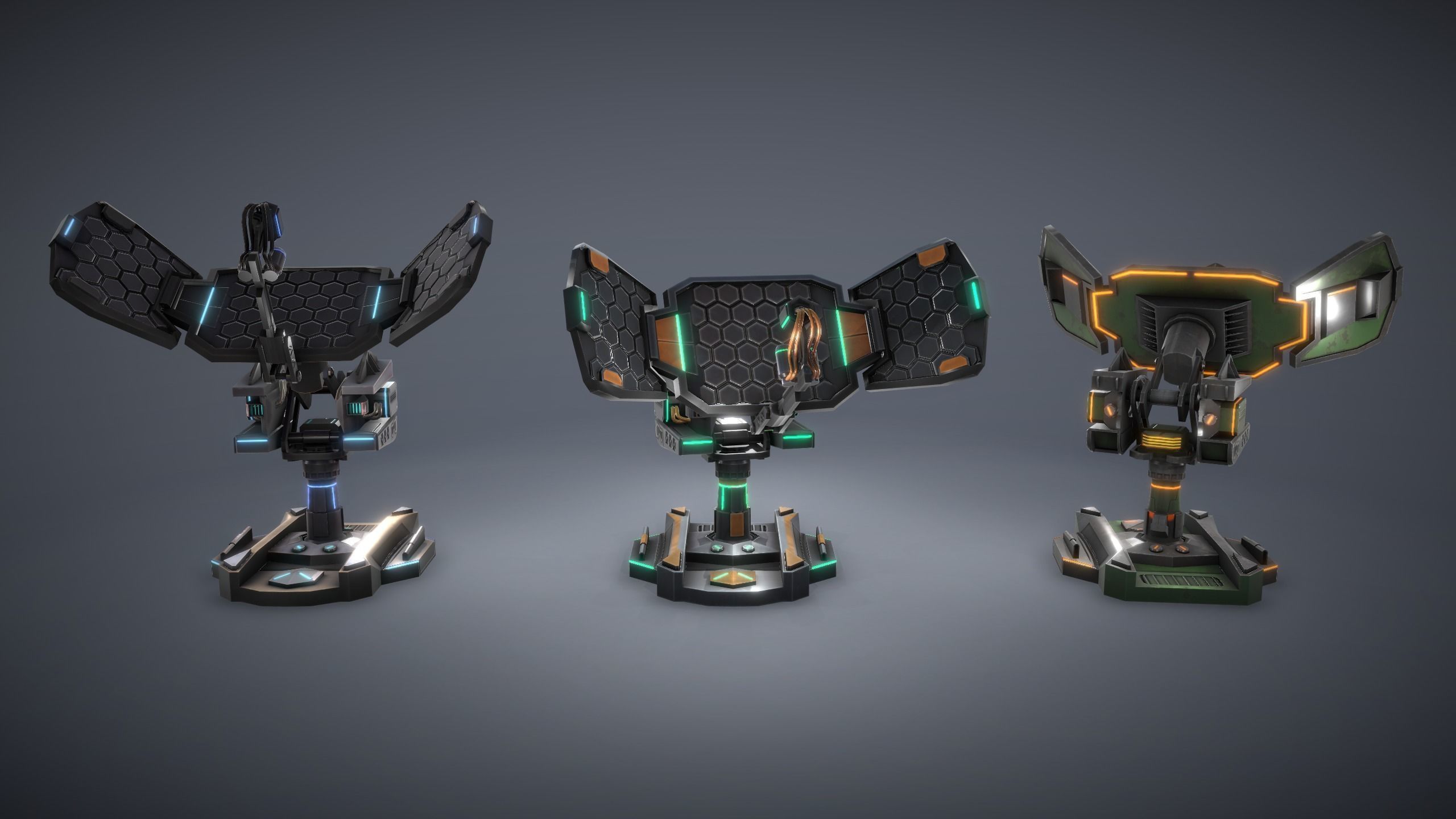 3D model Tower Defence Sci-Fi Turrets Pack VR / AR / low-poly | CGTrader