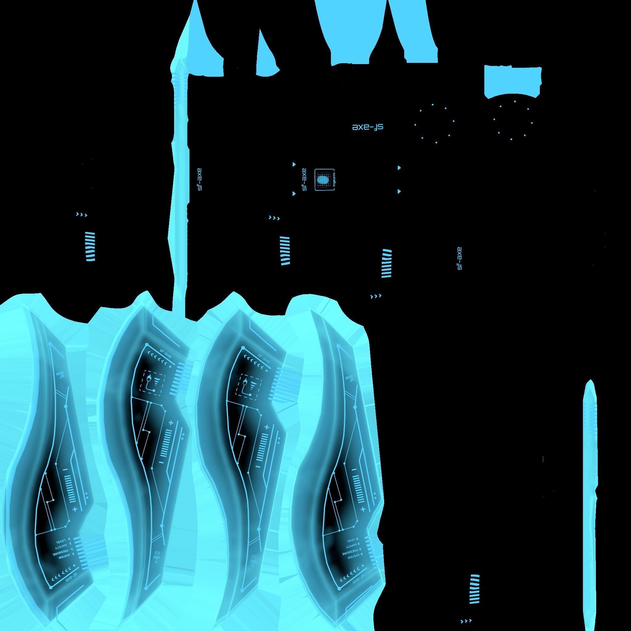 3D model SciFi War Axe B01 Black Blue - Sci Fi Weapon Design VR / AR / low-poly | CGTrader