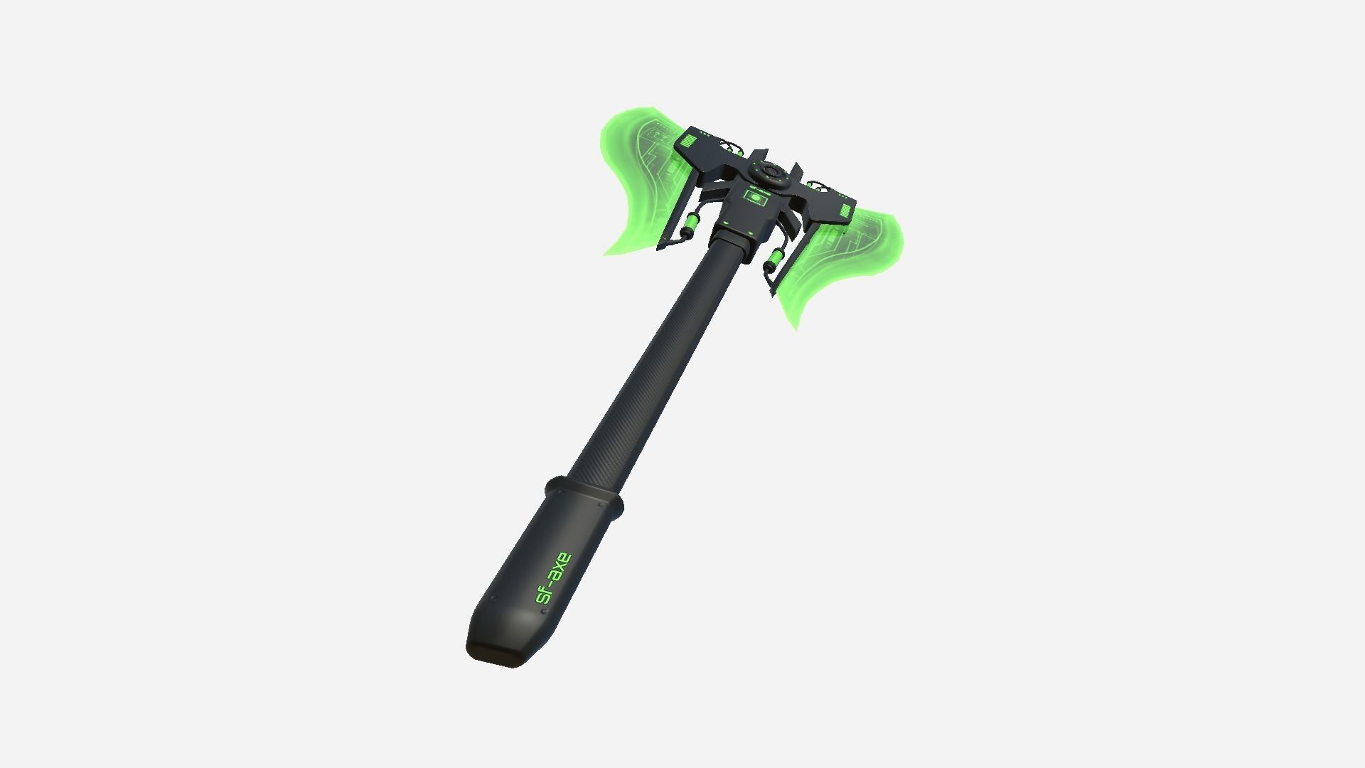 3D model SciFi War Axe B03 Black Green - Sci Fi Weapon Design VR / AR ...