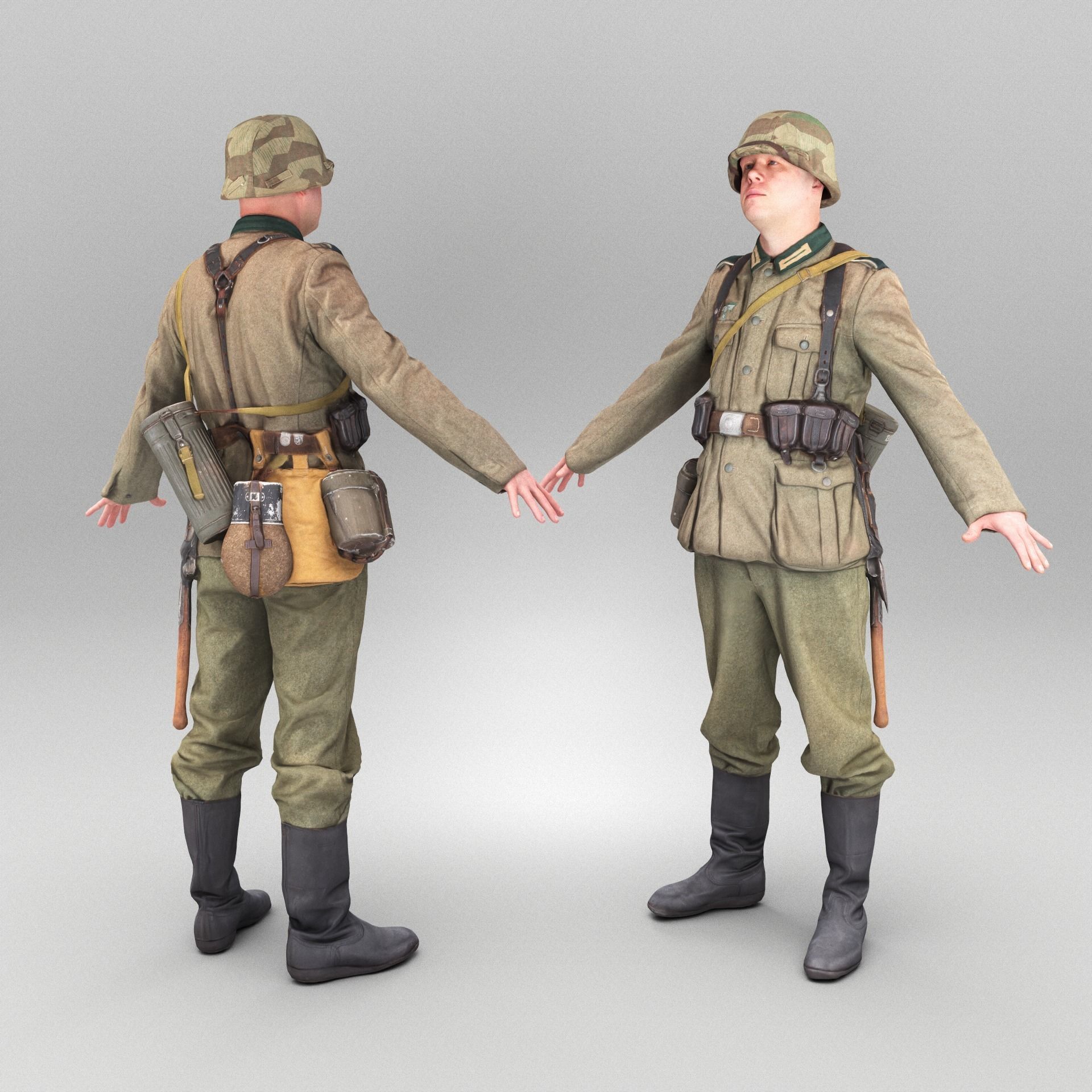 3D model German Wehrmacht soldier in full gear ready for animation 383 ...