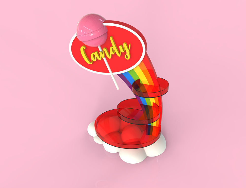 Candy Rainbow Cloud Lollipop POS stand Display 3D model | CGTrader