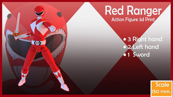 Super rangers Red ranger Action figure free 3D model 3D printable ...