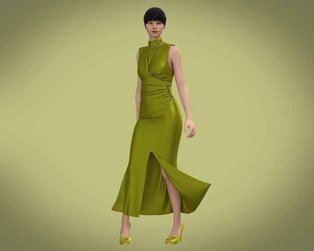 Nightwear-Silk woman in dress for sims 3D model | CGTrader