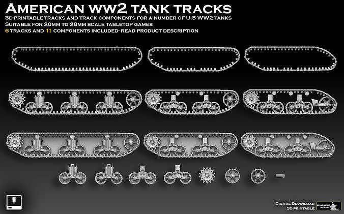 American WW2 Tank Tracks And Components 3D model 3D printable | CGTrader