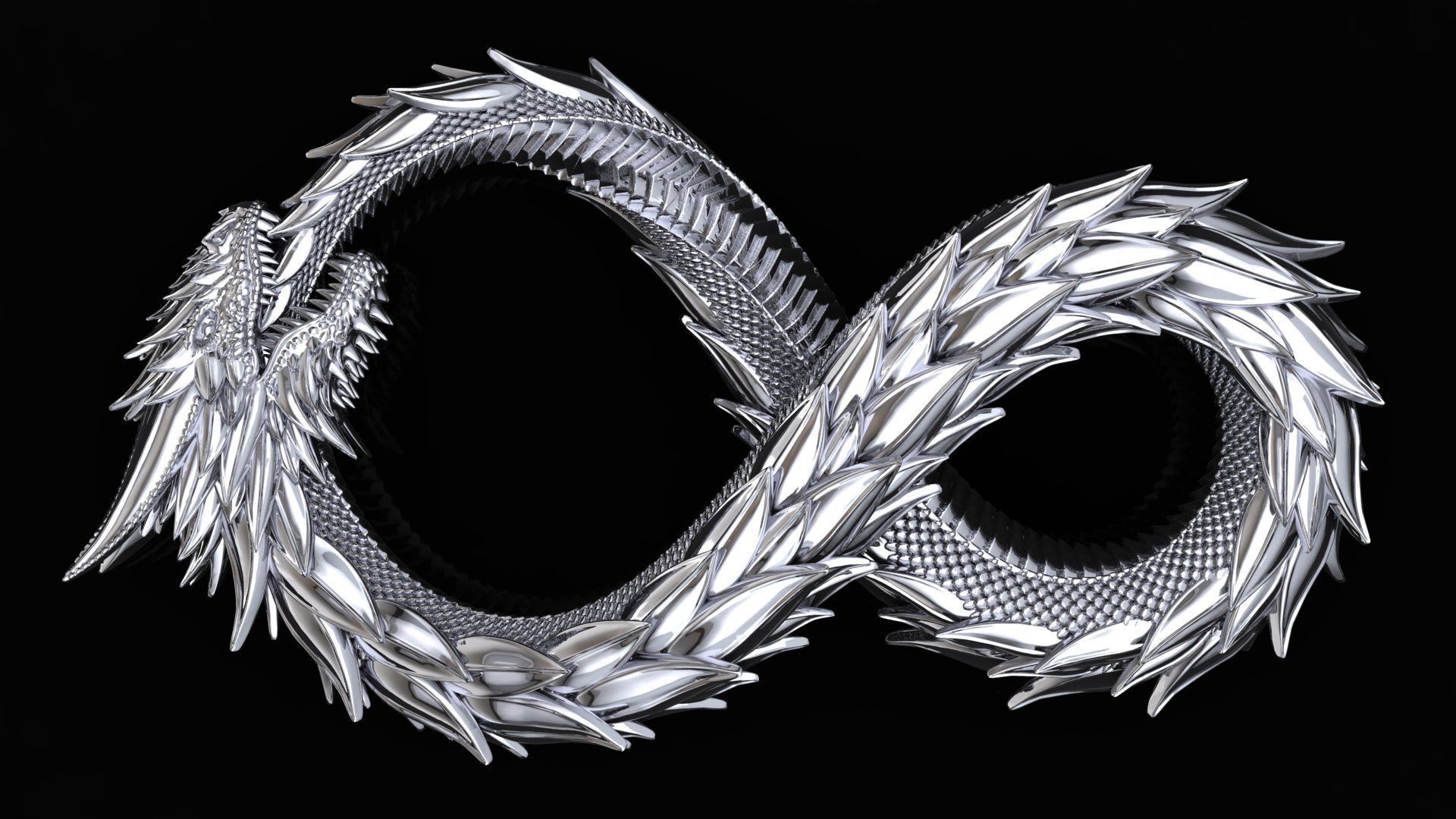 Uroboros Dragon eating its own tail pendant 3D model 3D printable ...