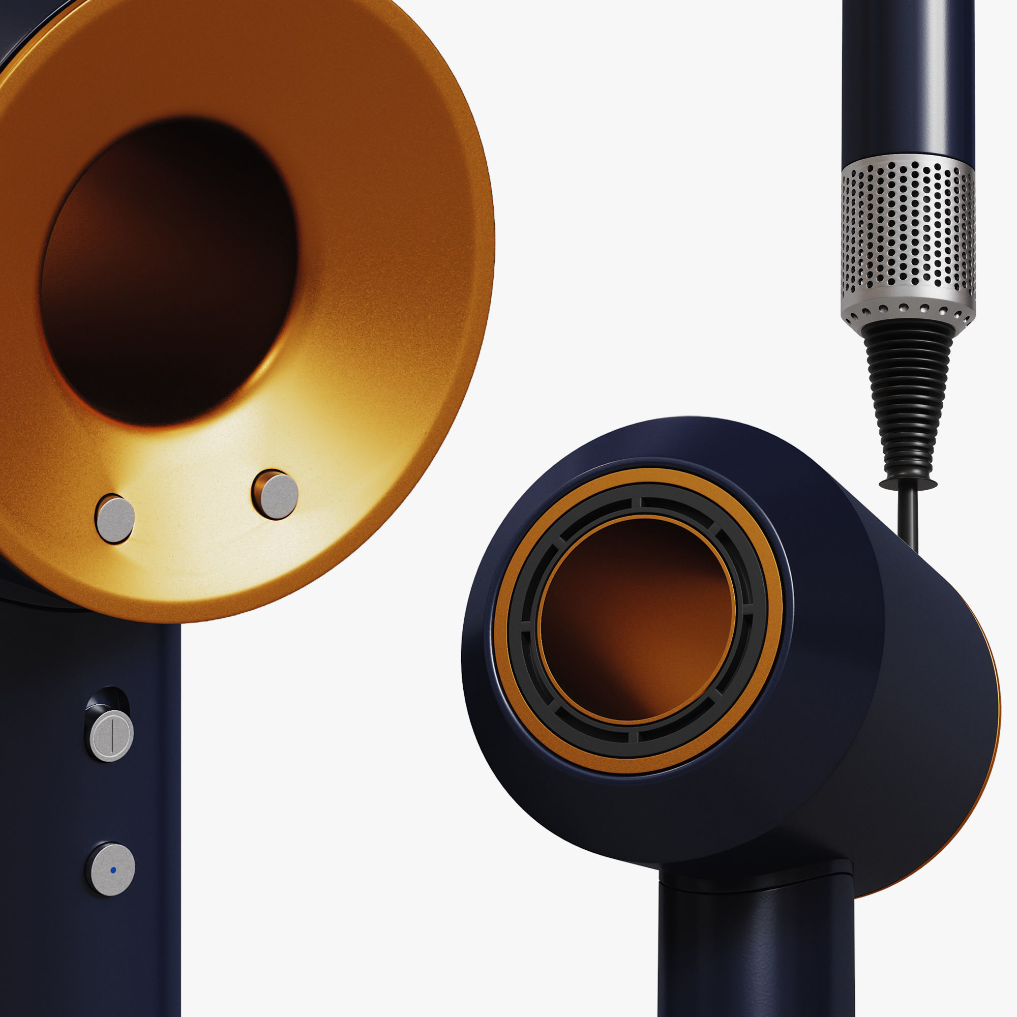 3D model Dyson Supersonic Hairdryer with attachments VR / AR / low-poly ...