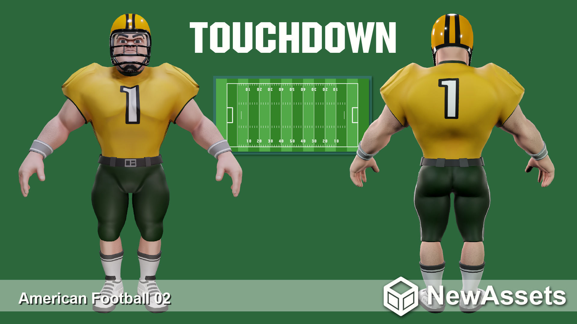 3D model American Football Touchdown Character 02 VR / AR / low-poly ...