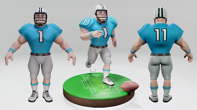 3D model American Football Touchdown Character 03 VR / AR / low-poly ...