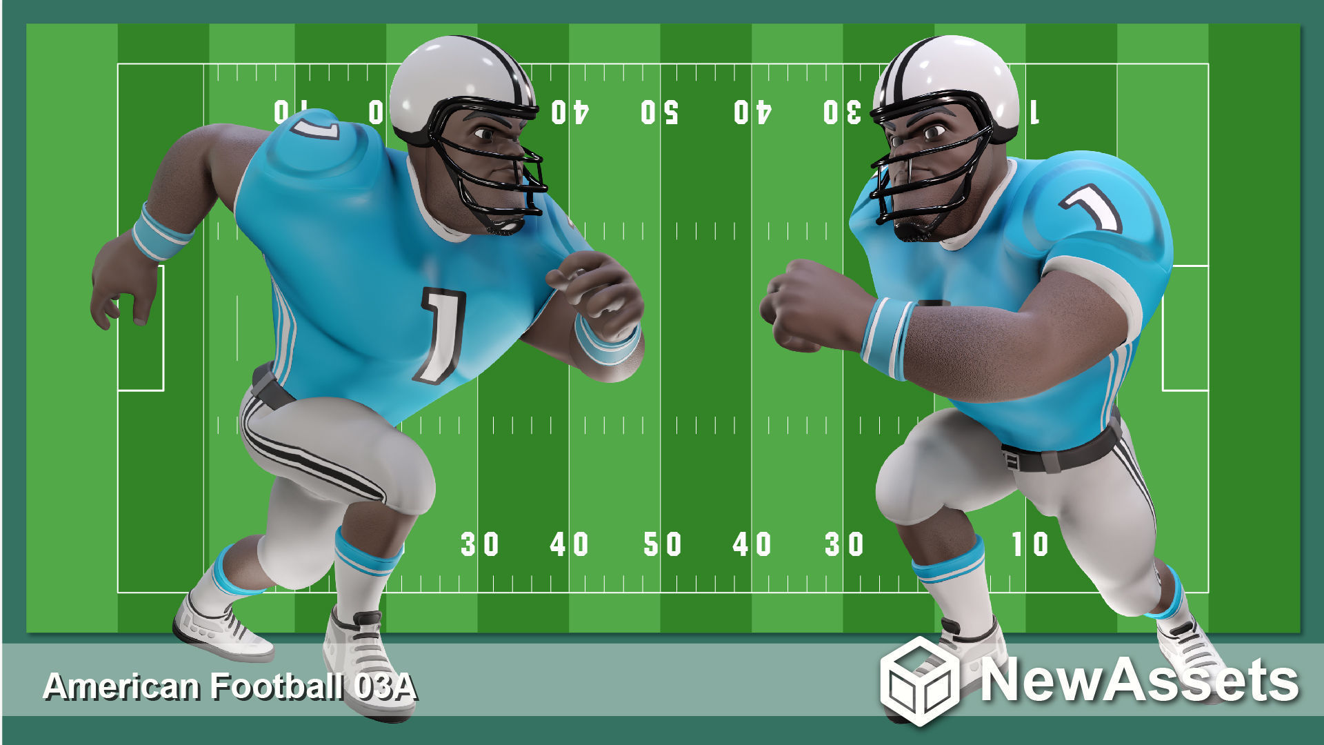 3D model American Football Touchdown Character 03A VR / AR / low-poly ...