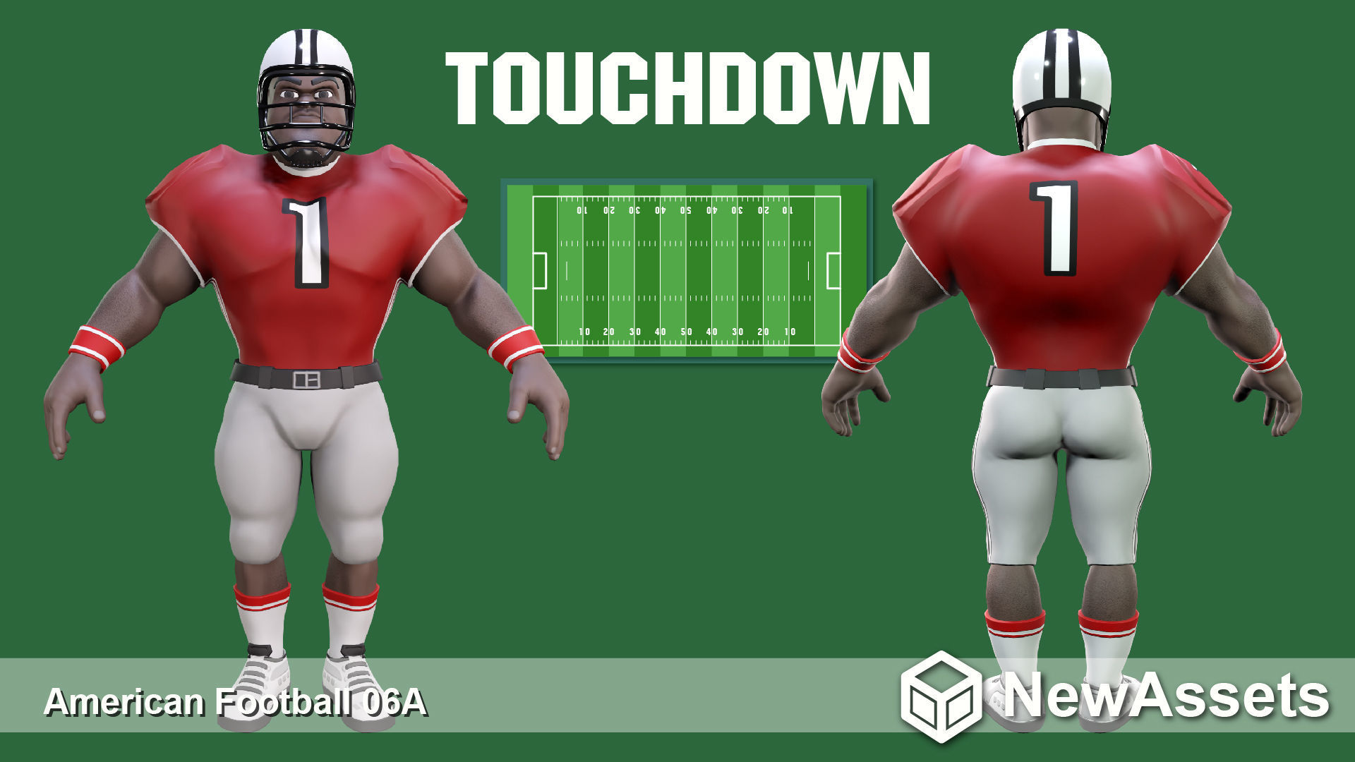 3D model American Football Touchdown Character 06A VR / AR / low-poly ...