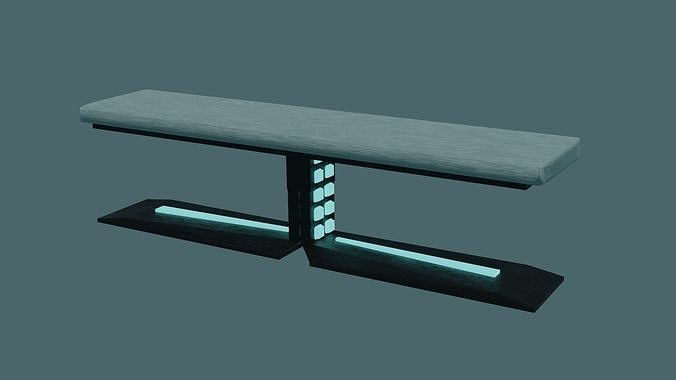 Blue Sci-fi Glowing Cyberpunk Bench 3D model | CGTrader