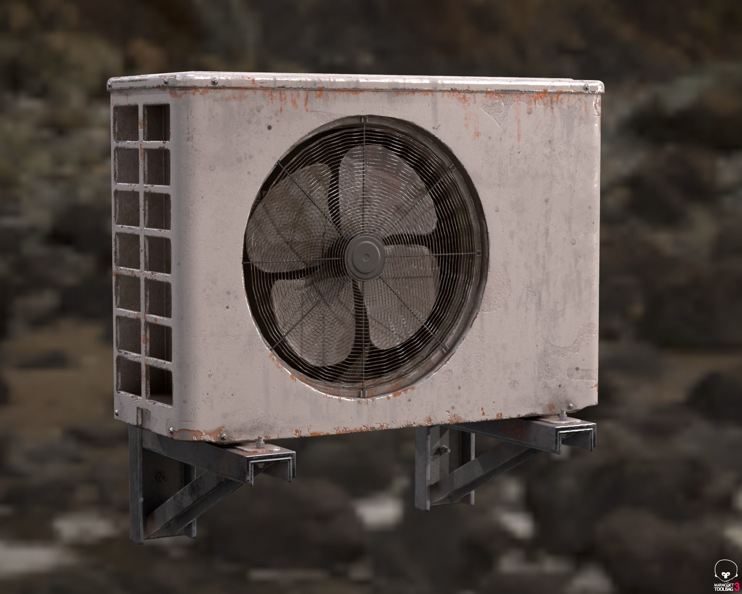 3D model AC-Unit air conditioner on orange wall VR / AR / low-poly ...