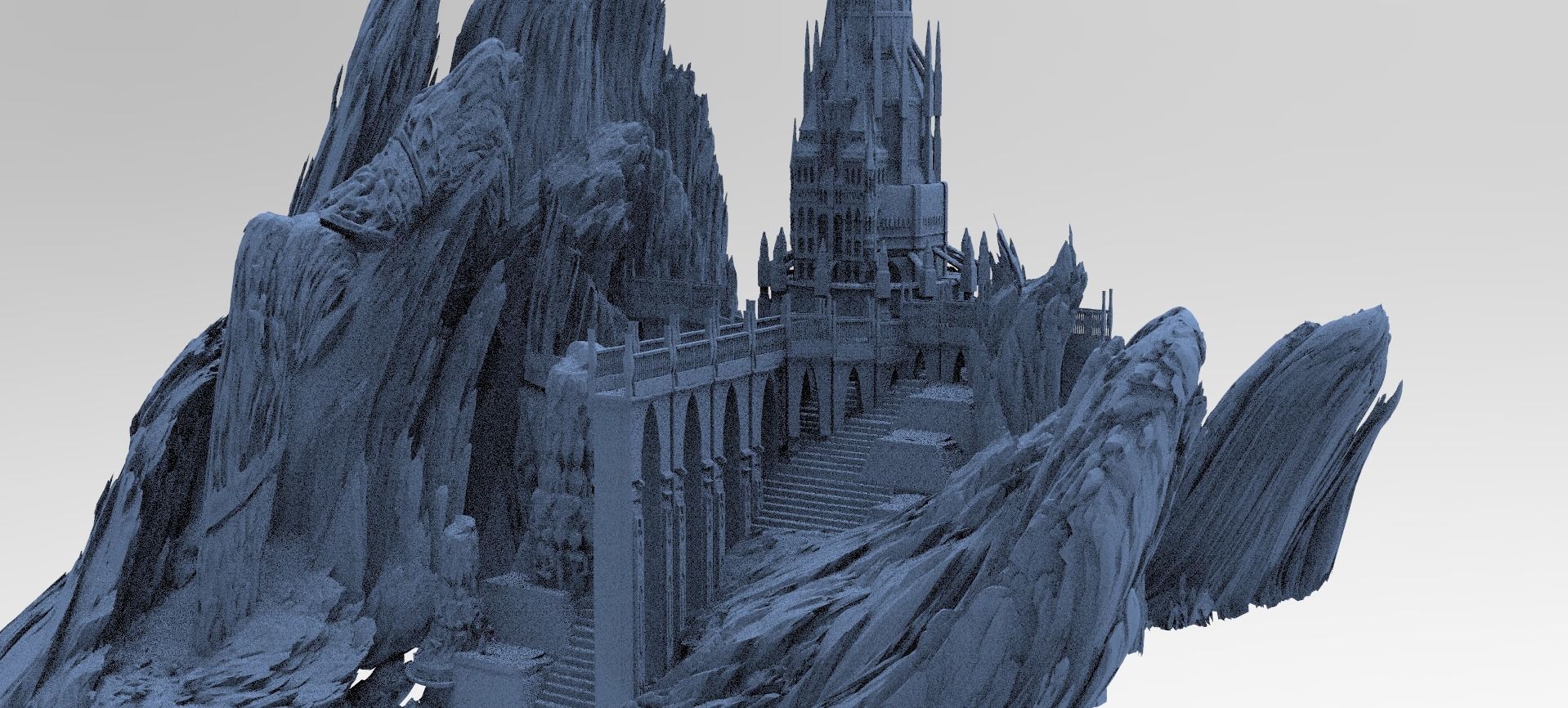 High Fantasy Mountain fortress 3D model | CGTrader