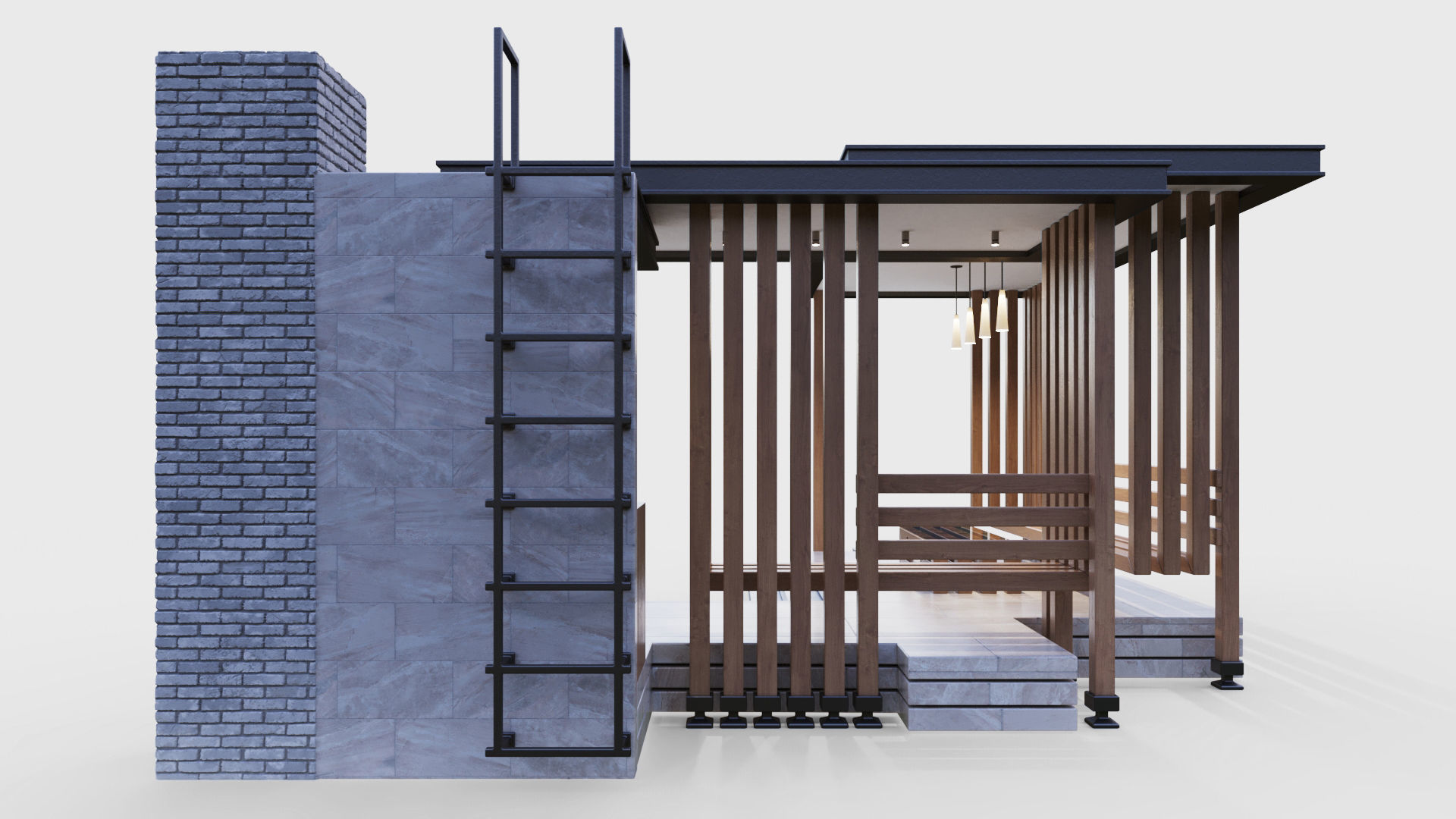 Gazebo with summer kitchen and multi-level roof 3D model | CGTrader