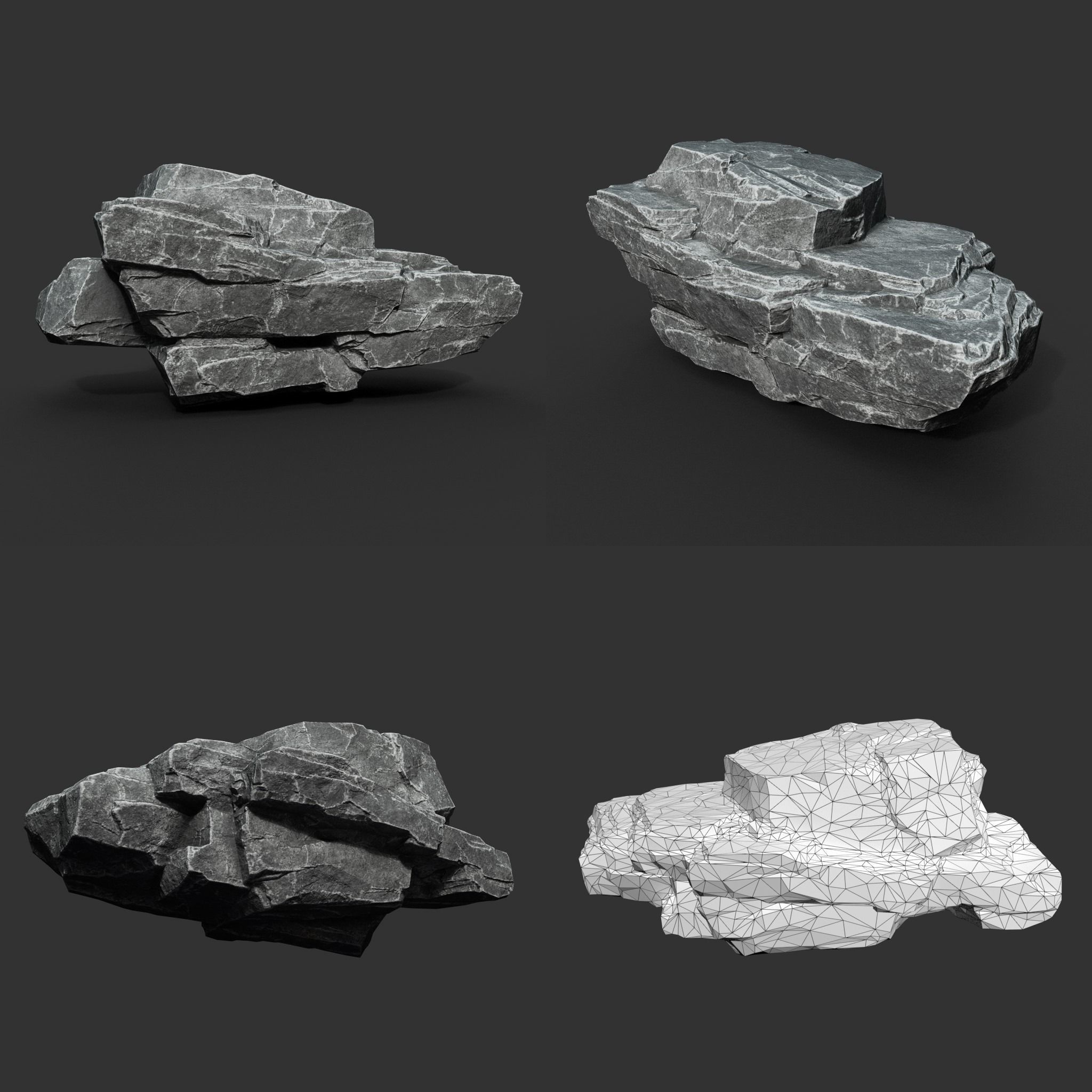 3D model Gray Sharp Rock 221029 - Ultra HD 16K Textures VR / AR / low ...