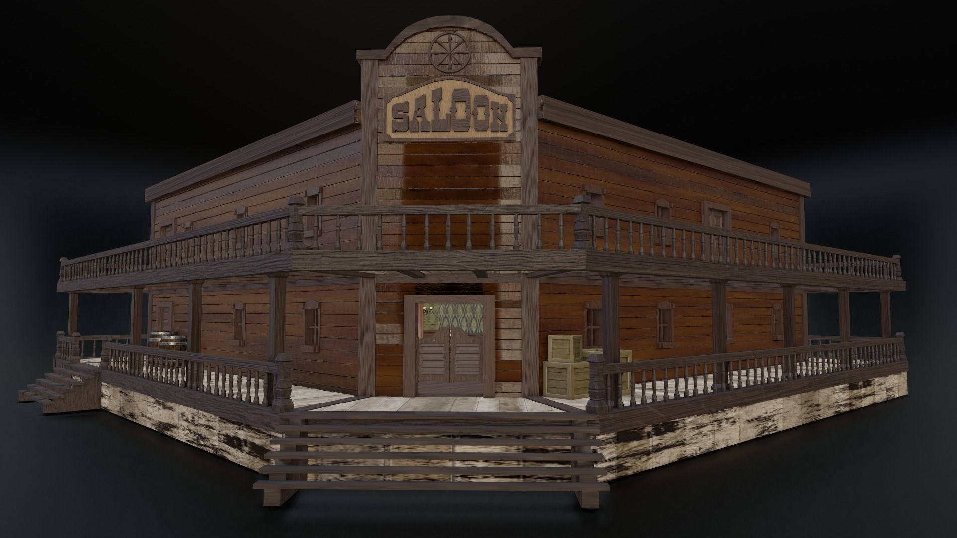 3D model Western Saloon with Interior VR / AR / low-poly | CGTrader