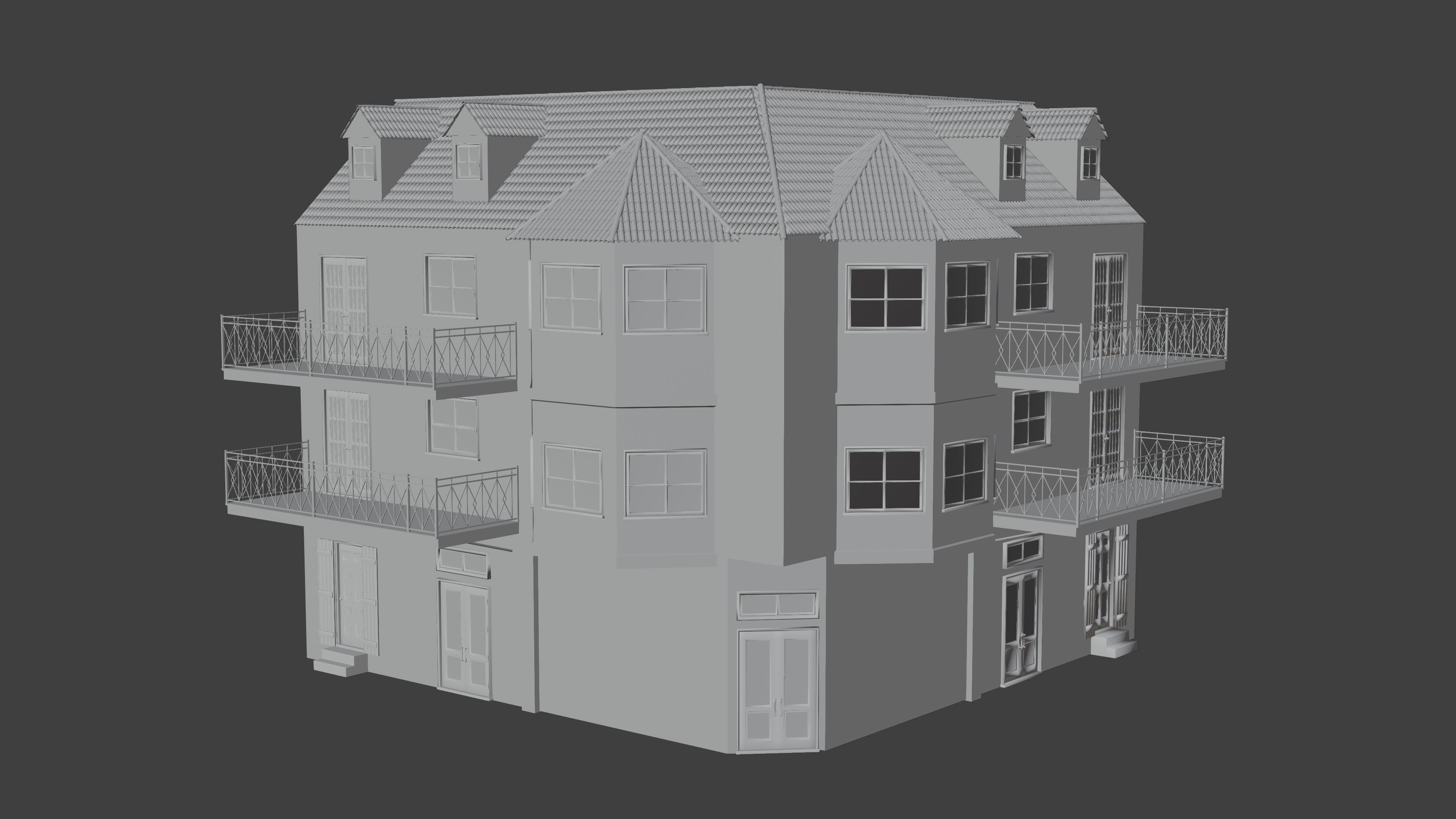 Dublex Brown House Corner 3D model | CGTrader