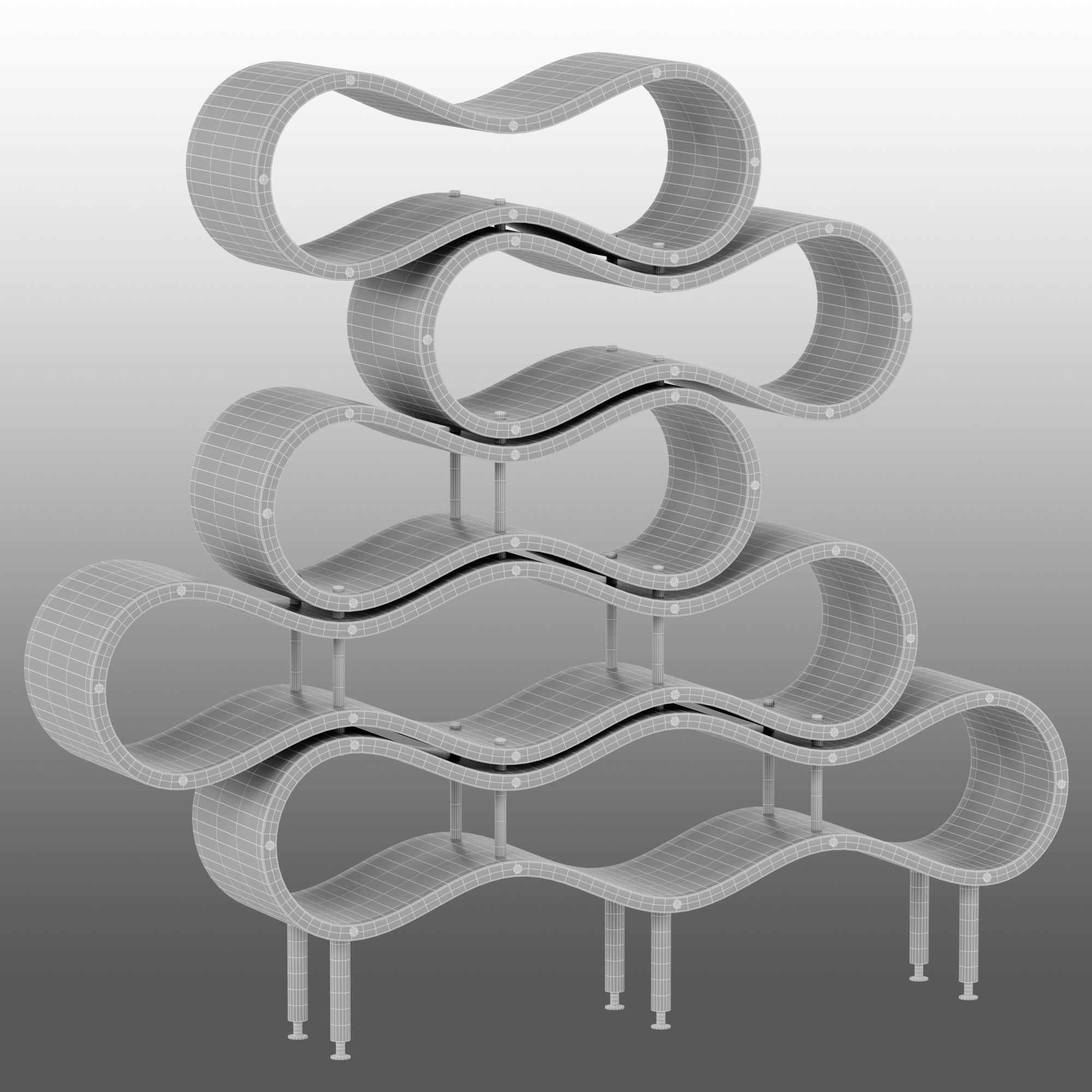 Wavy shelf 3D model | CGTrader