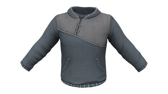 3D model Men Ragged Thick Hooded Sweater Jumper VR / AR / low-poly ...