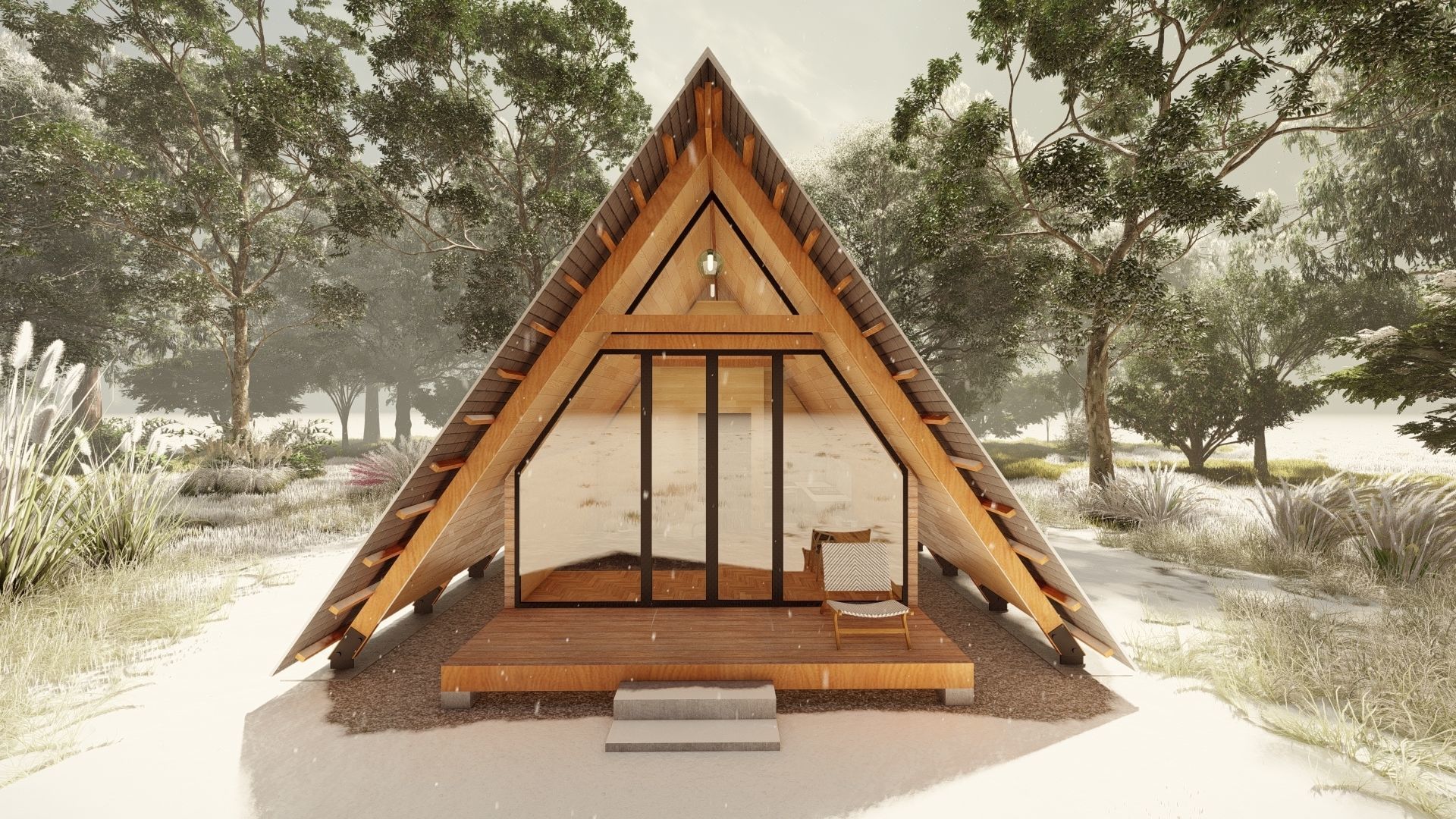 3D model Modern A- Frame Cabin House 3D VR / AR / low-poly | CGTrader
