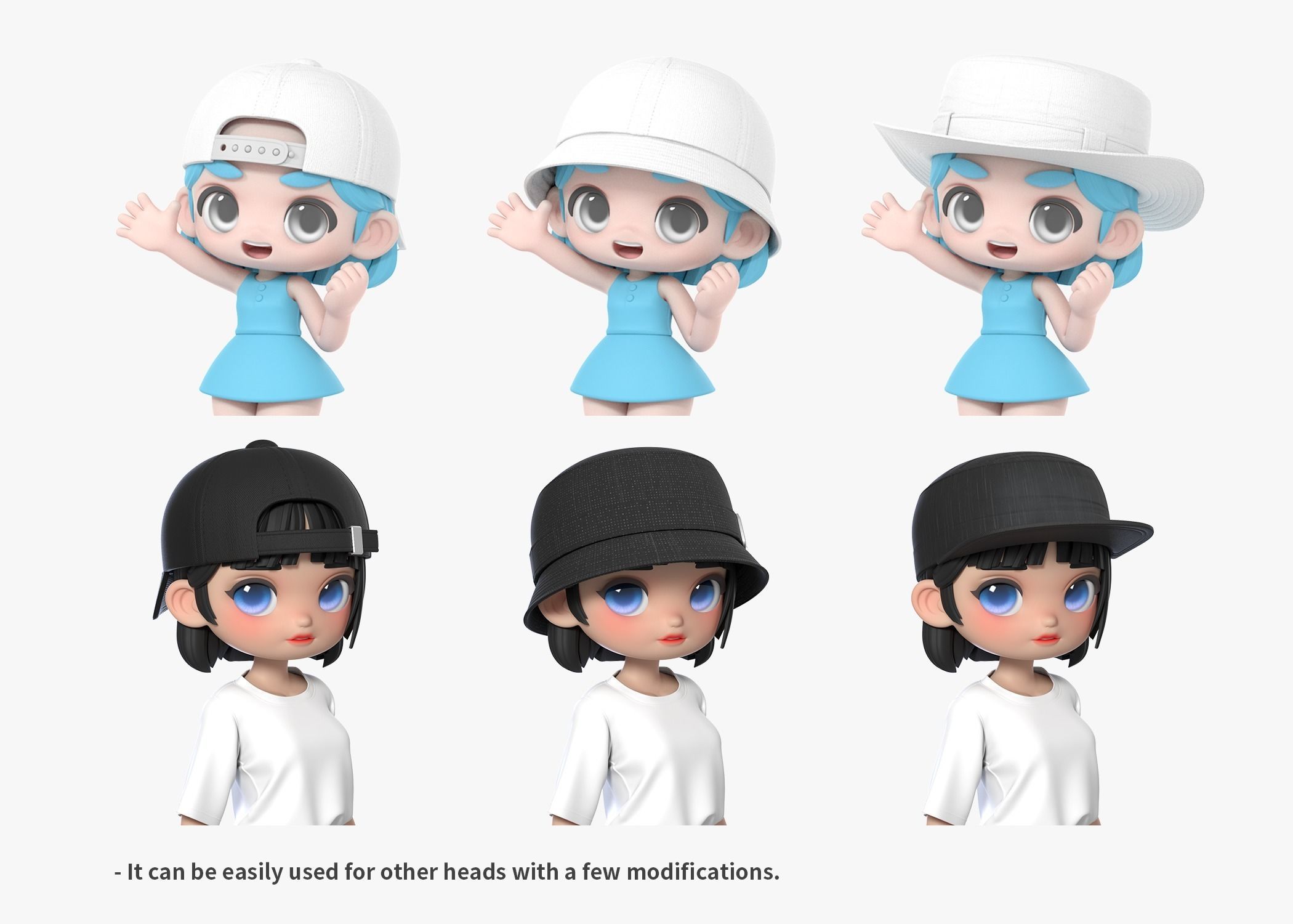 3D model Modular Cap and Hat VR / AR / low-poly | CGTrader