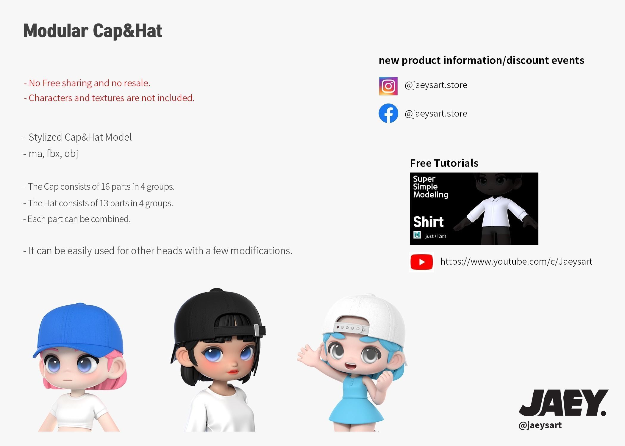 3D model Modular Cap and Hat VR / AR / low-poly | CGTrader