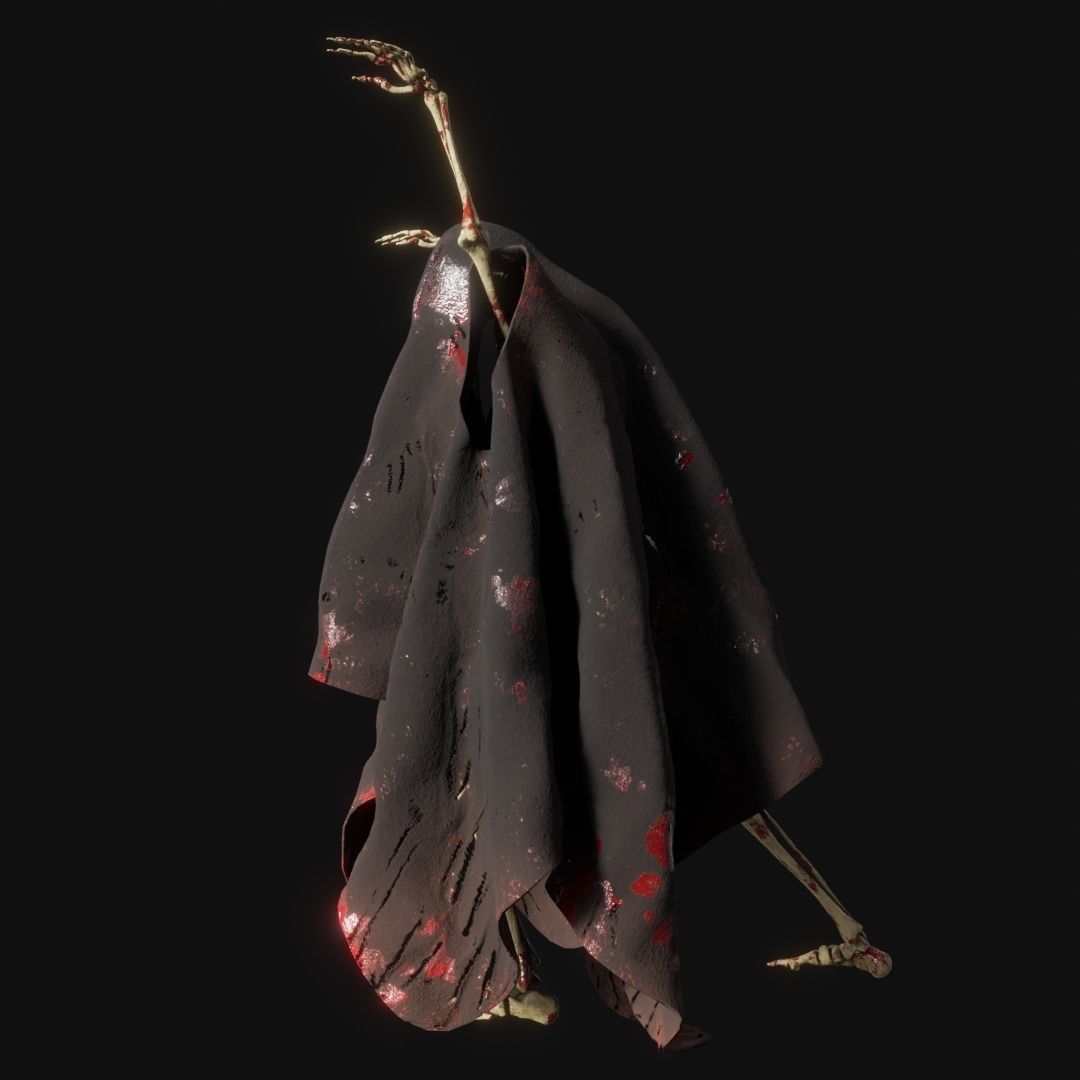 Halloween Skeleton bloody ghost pose 3D model | CGTrader