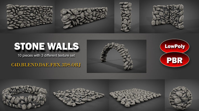 3D model Stone Walls VR / AR / low-poly | CGTrader