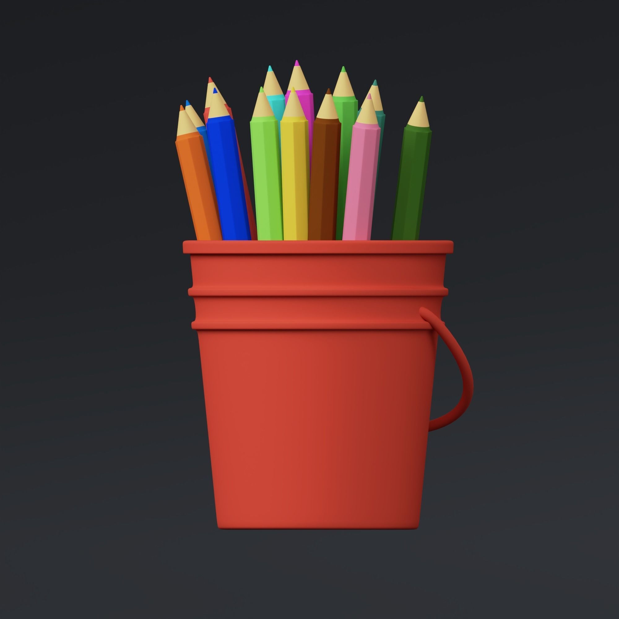 Bucket Pencil - stylized icon 3D model | CGTrader