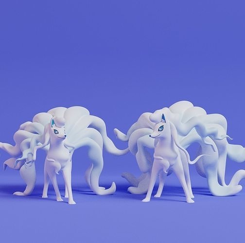 Pokemon - Alolan Ninetales with 2 poses 3D model 3D printable | CGTrader