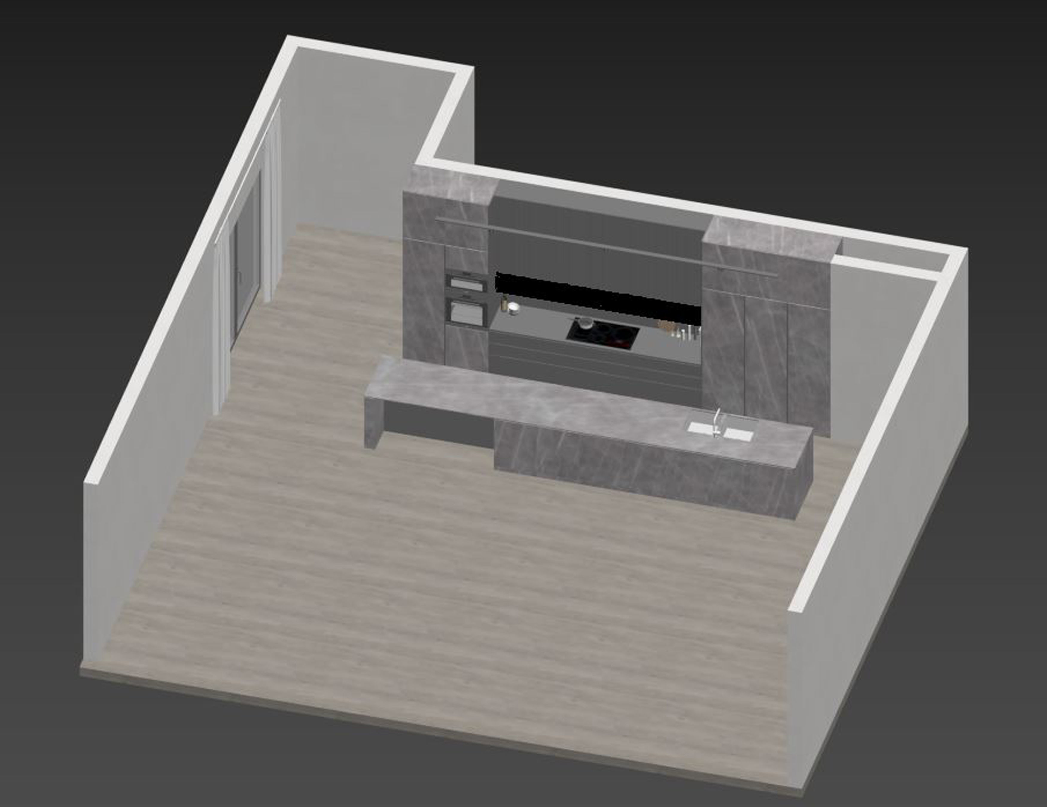 3D model Modern Kitchen Created in Revit 13 VR / AR / low-poly | CGTrader