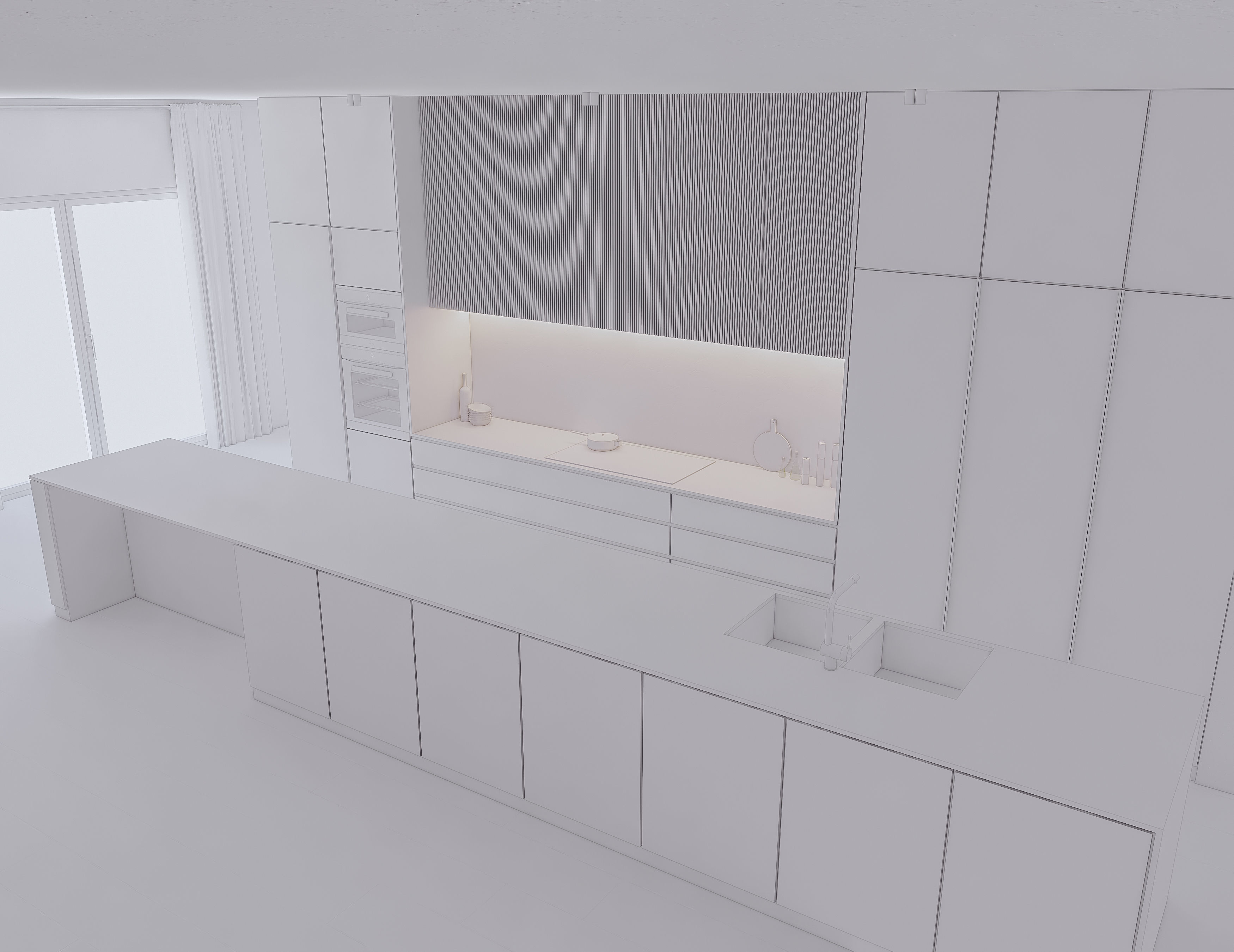 3D model Modern Kitchen Created in Revit 13 VR / AR / low-poly | CGTrader