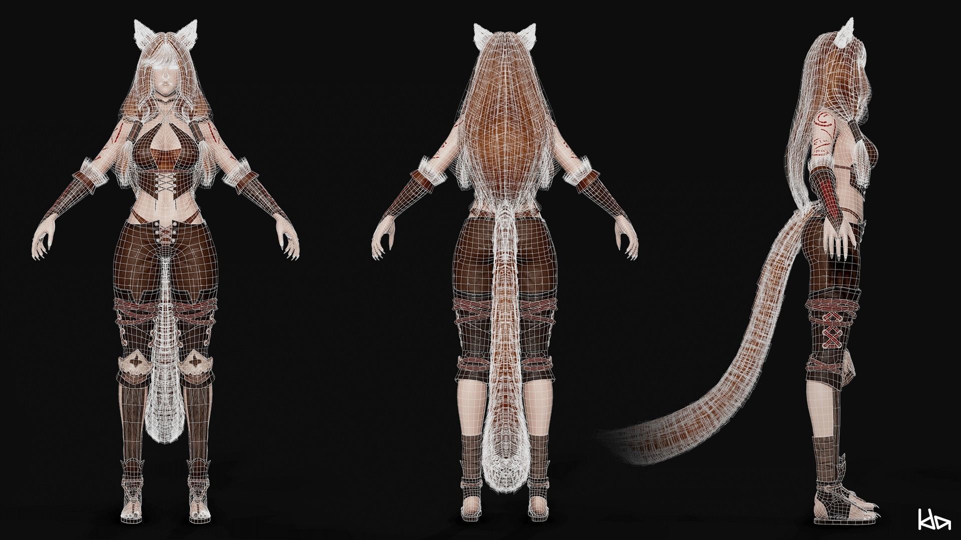 3D model Feral Girl Roca - Game Ready VR / AR / low-poly | CGTrader