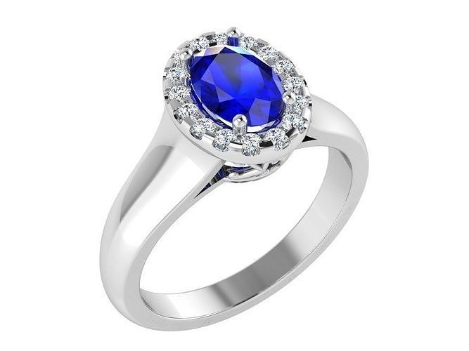 Bright blue stone diamond ring 3137 3D print model 3D model 3D ...
