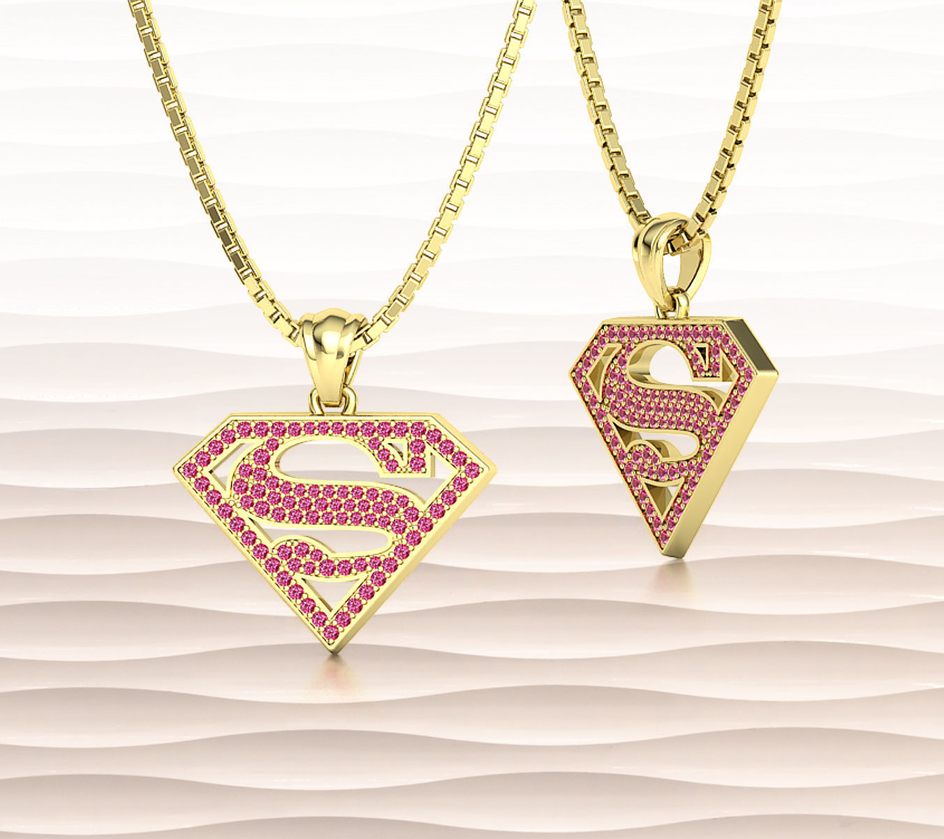 Superman Diamond Pendant 22mm wide Necklace 3D model 3D printable ...
