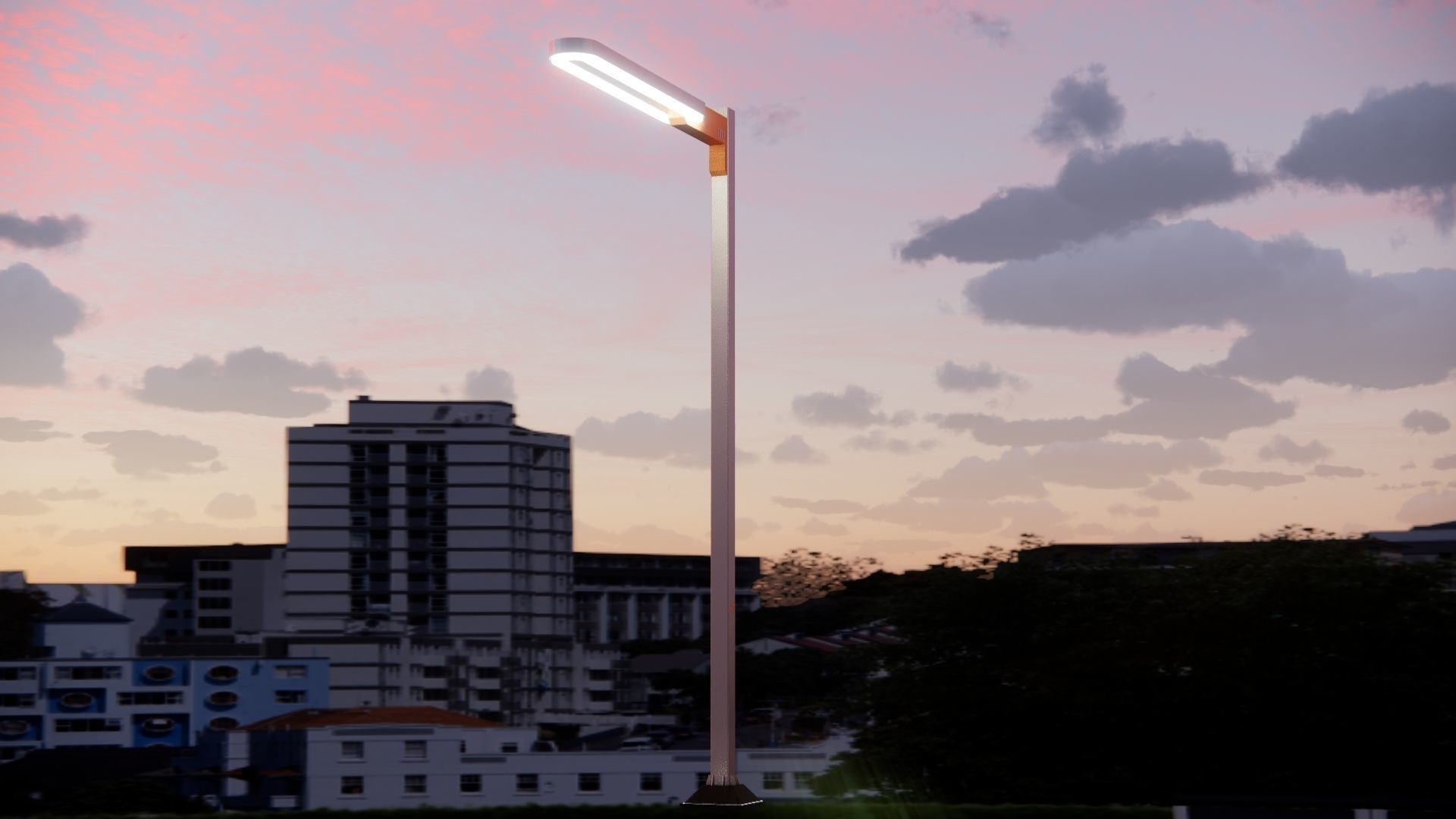 Sci-fi Simple Street Light Post 002 3D model | CGTrader