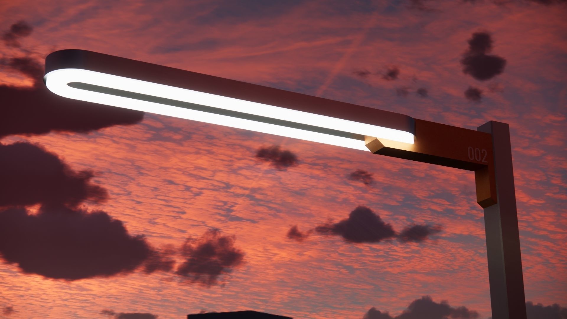 Sci-fi Simple Street Light Post 002 3D model | CGTrader