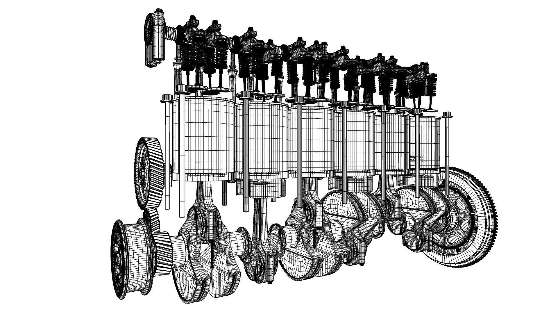 INLINE 6 Engine Working Animated 3D model animated rigged | CGTrader
