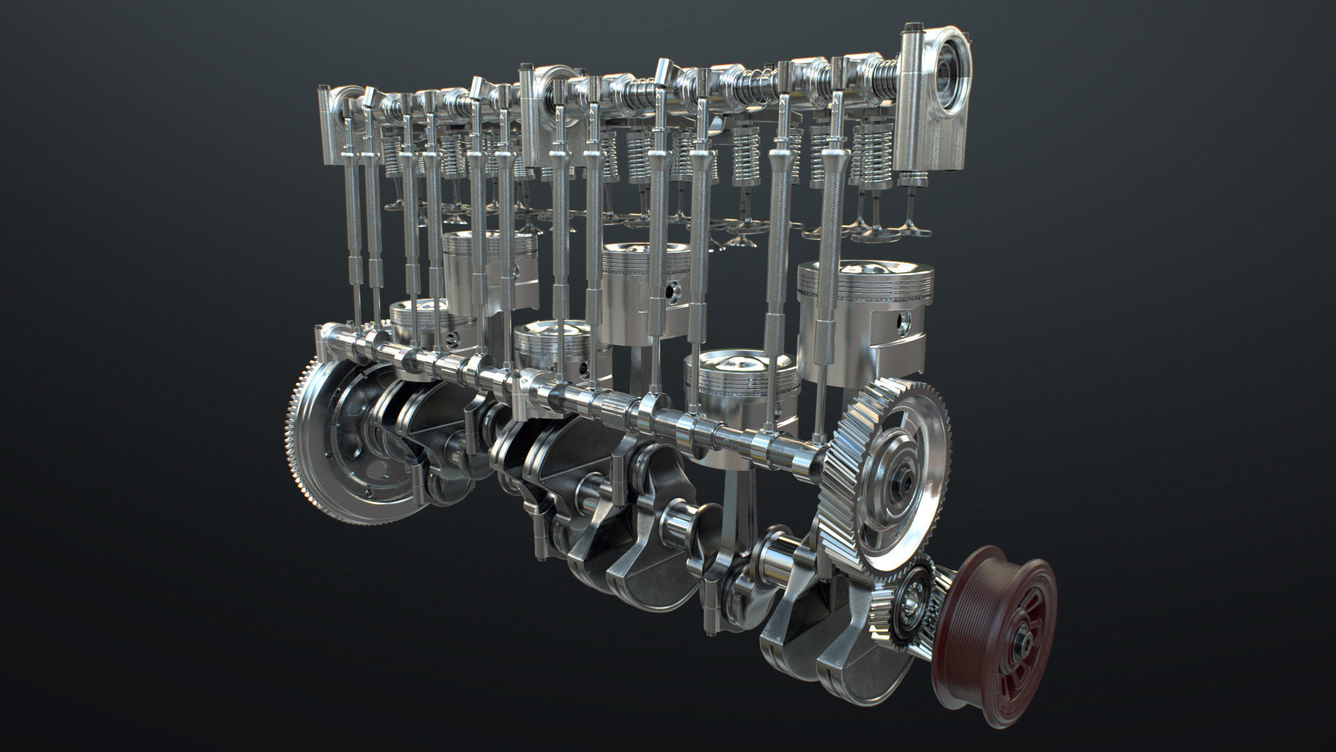 INLINE 6 Engine Working Animated 3D model animated rigged | CGTrader