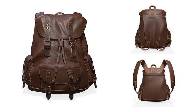 Leather backpack with 2 straps styles 3D model | CGTrader