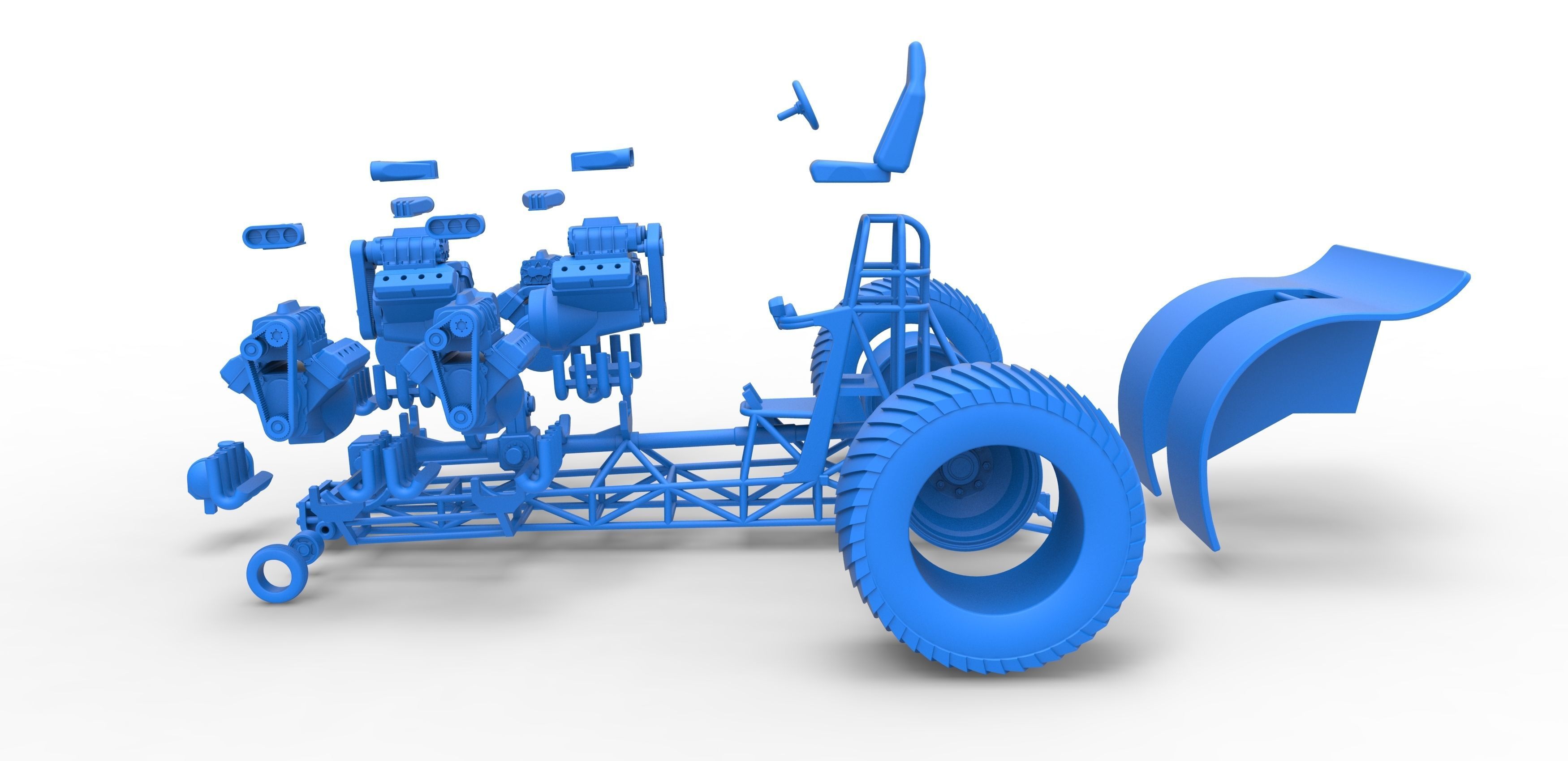 Pulling tractor with 6 engines V8 Version 2 Scale 1 to 25 3D model 3D ...
