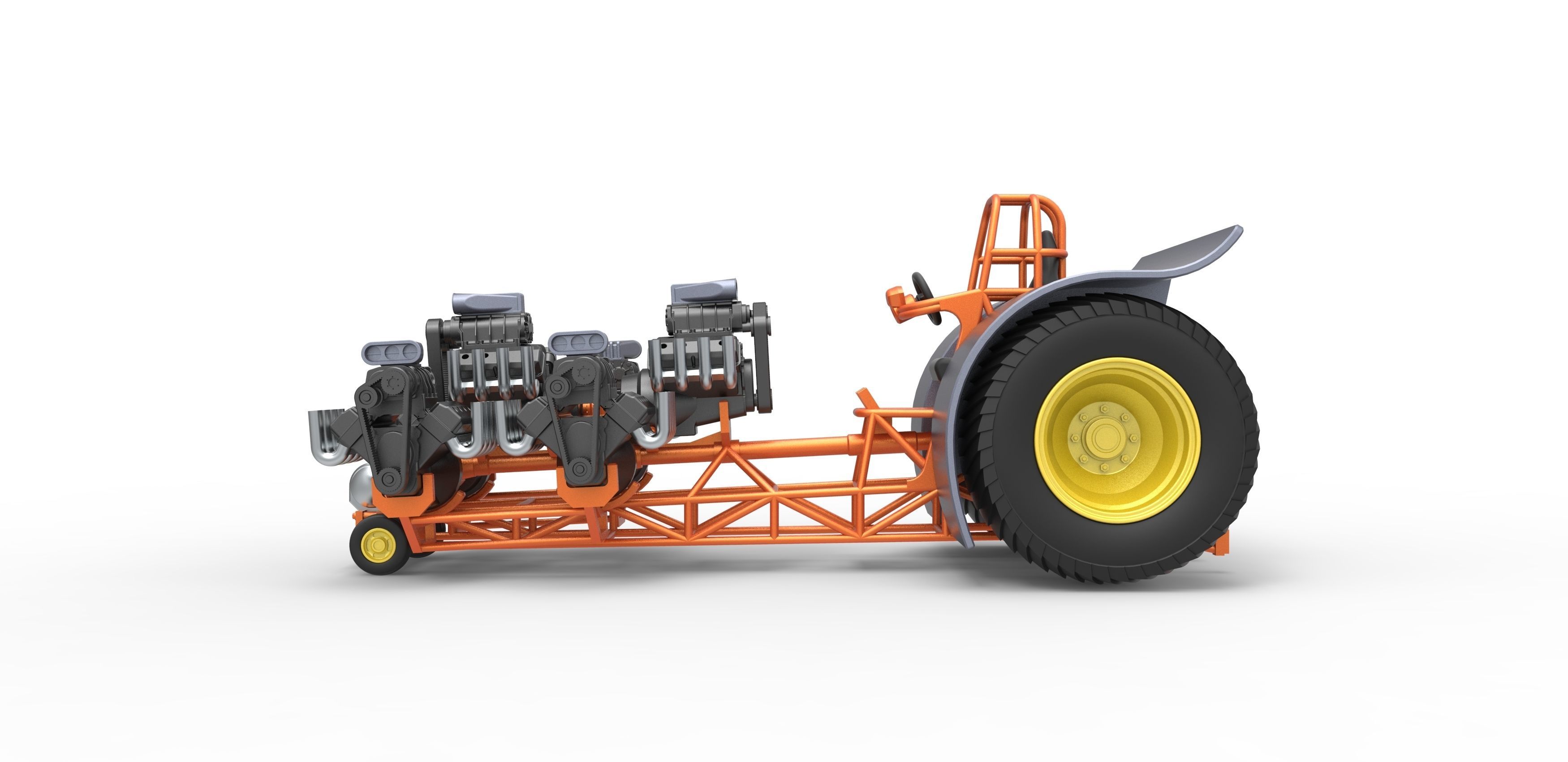 Pulling tractor with 6 engines V8 Version 2 Scale 1 to 25 3D model 3D ...