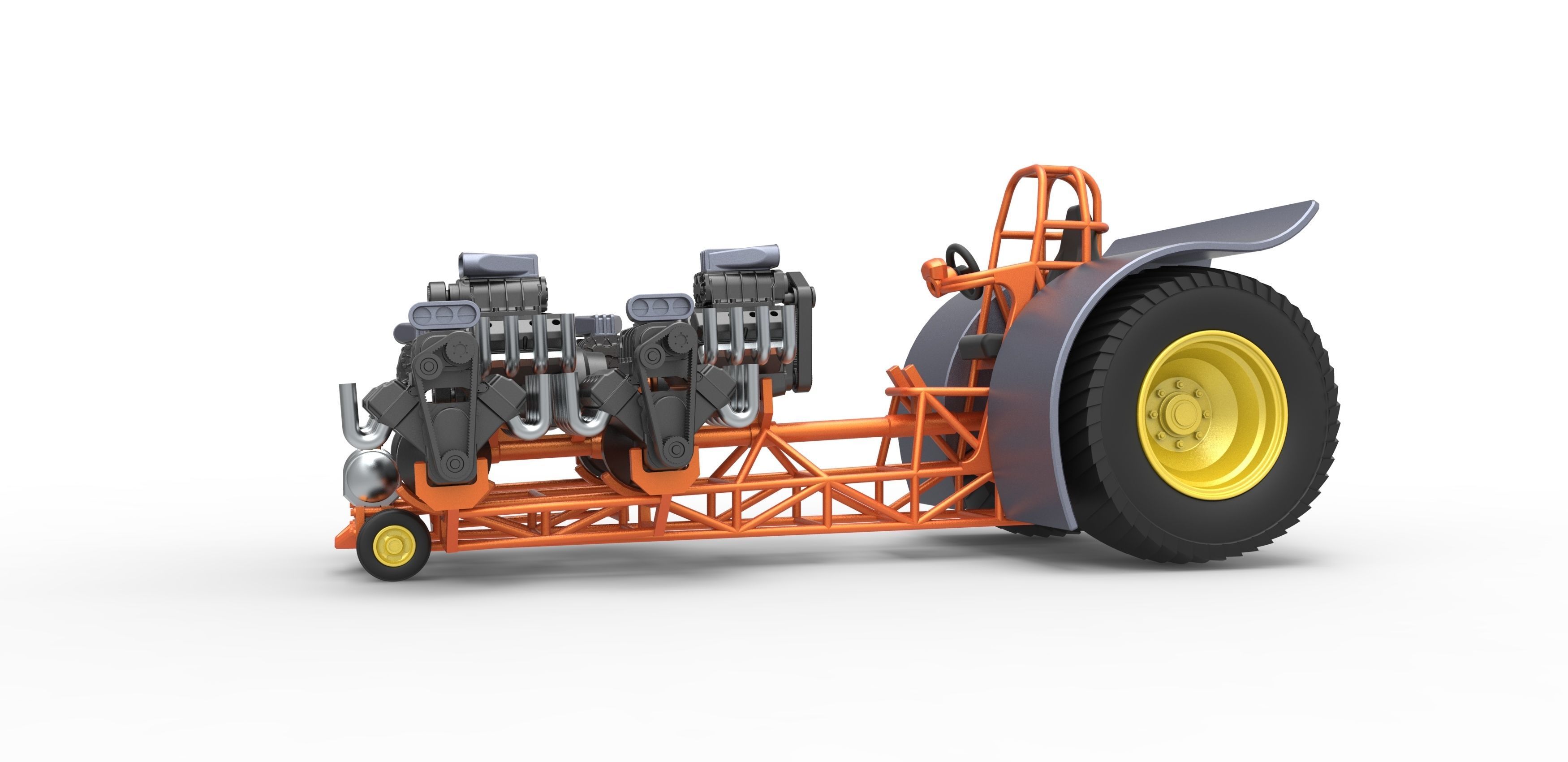 Pulling tractor with 6 engines V8 Version 2 Scale 1 to 25 3D model 3D ...
