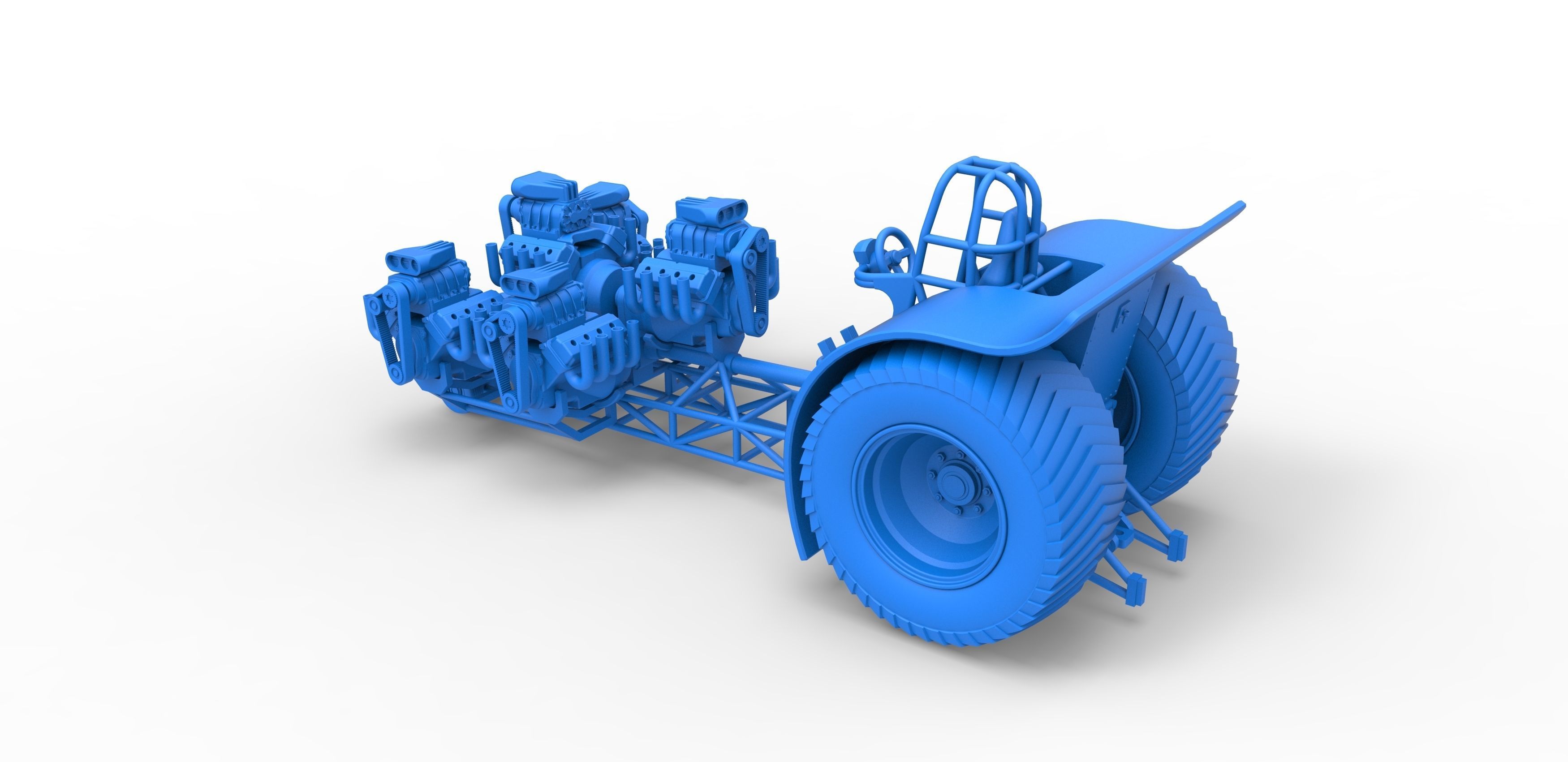 Pulling tractor with 6 engines V8 Version 2 Scale 1 to 25 3D model 3D ...