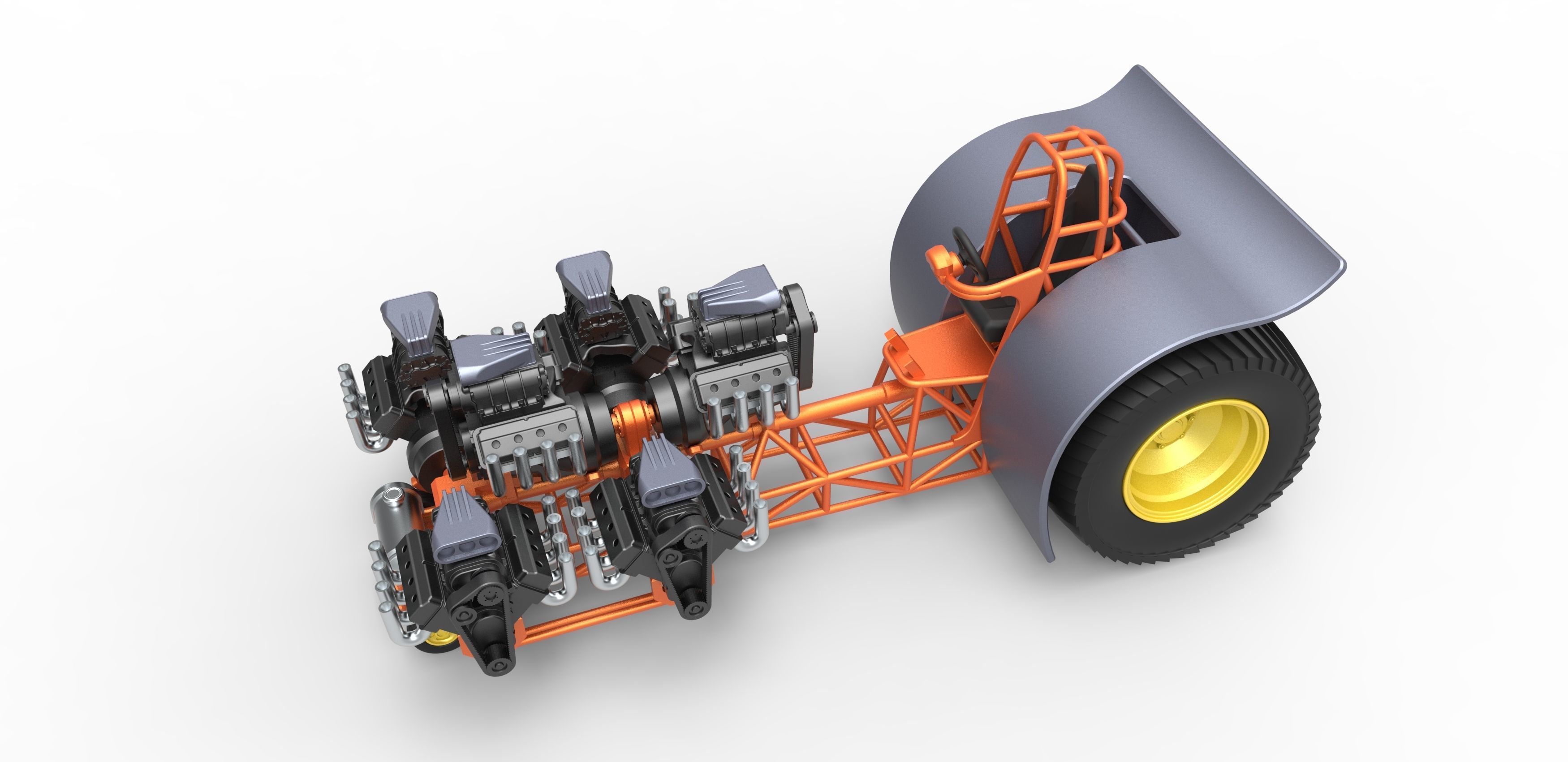 Pulling tractor with 6 engines V8 Version 2 Scale 1 to 25 3D model 3D ...