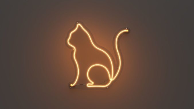 Cat 2 - Neon Sign 3D model | CGTrader