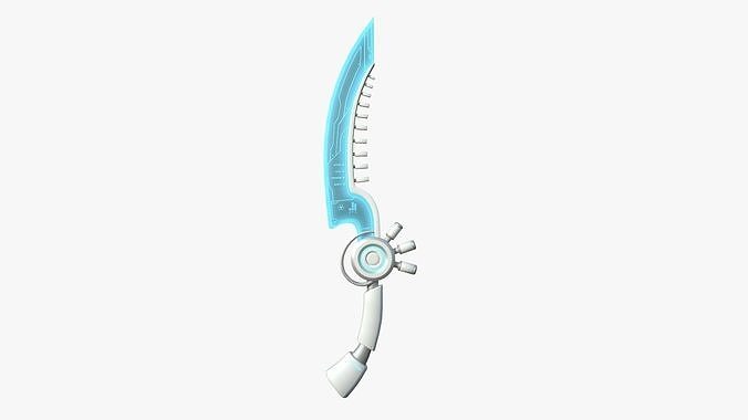 3D model SciFi Dagger A02 White Blue - Sci Fi Weapon Design VR / AR ...