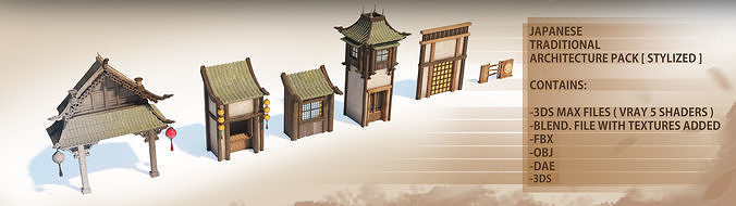 3D model JAPANESE TRADITIONAL ARCHITECTURE PACK -STYLIZED- VR / AR ...