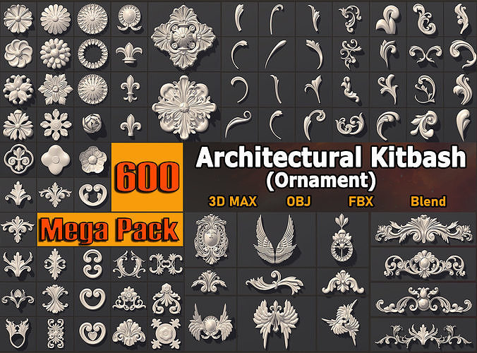 3D model ARCHITECTURAL KITBASH- 600 3d model MEGA Pack VR / AR / low ...