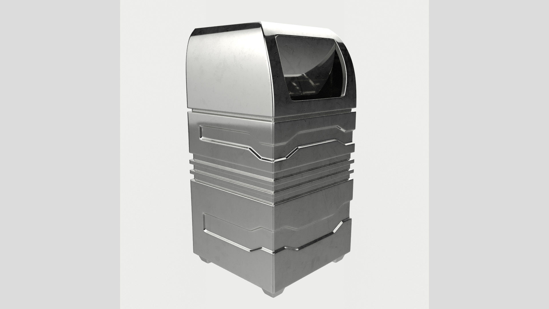 Metal Square Trash Can Low Poly High Poly 3D model | CGTrader